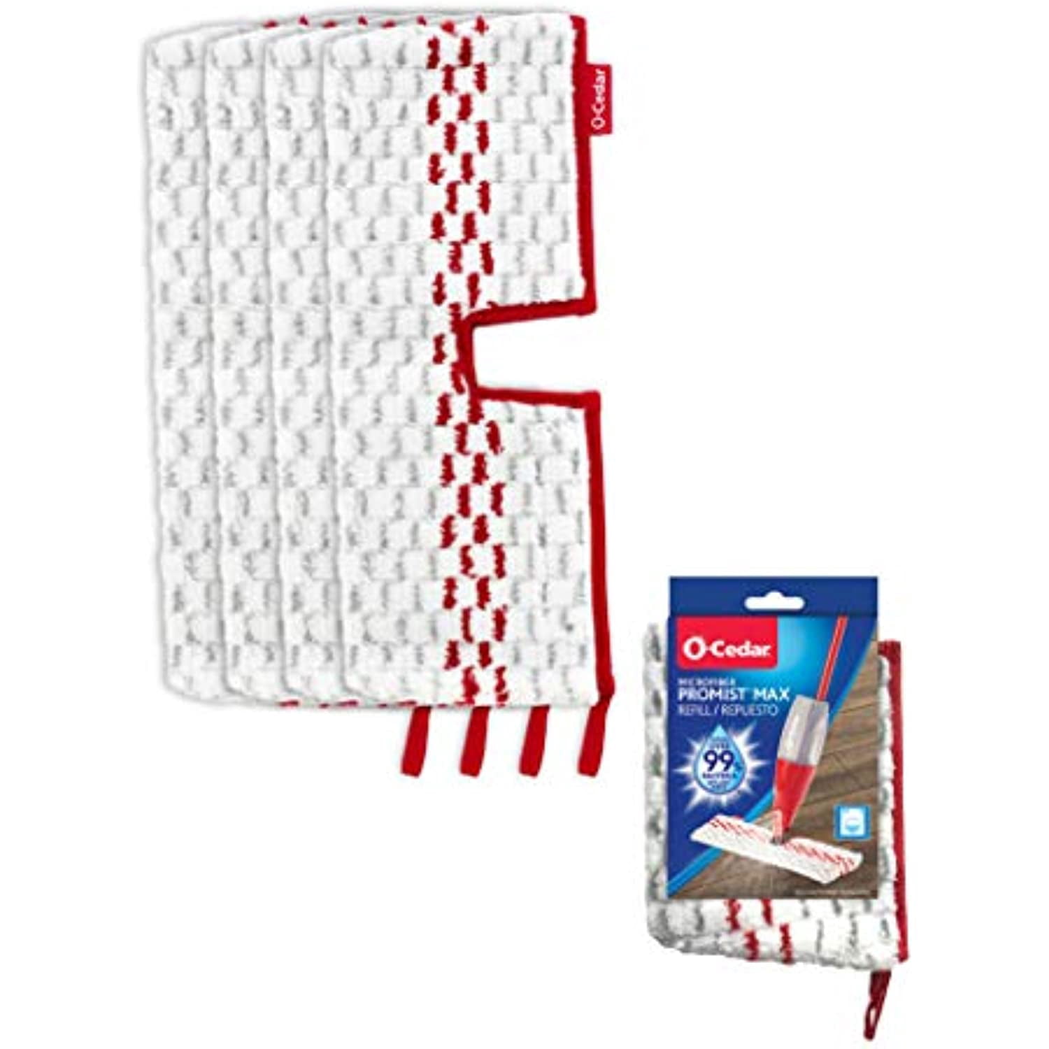 O-Cedar ProMist MAX Washable Refill, 4 Count (Pack of 1), Red and White ...