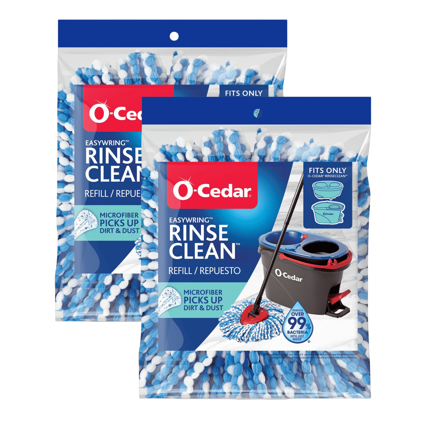 O-Cedar, RinseClean Spin Mop Microfiber Refill, Machine-Washable, Pack ...