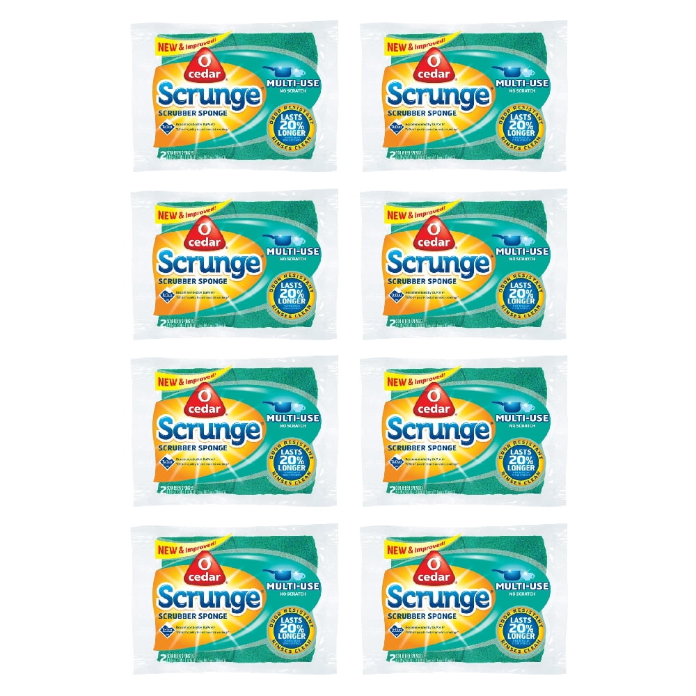 O-Cedar Scrunge Multi Use Sponge Non Scratch Scrub Surface Odor ...