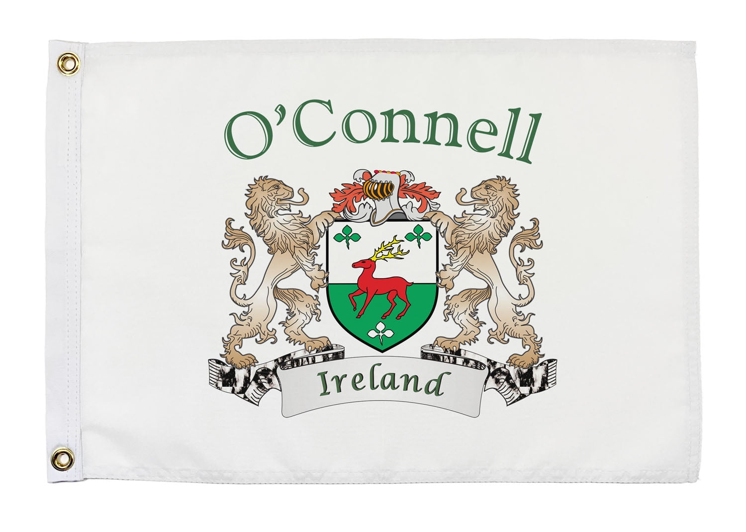 O'Connell Irish Coat of Arms Small White Flag - 16"x10.5" inches ...