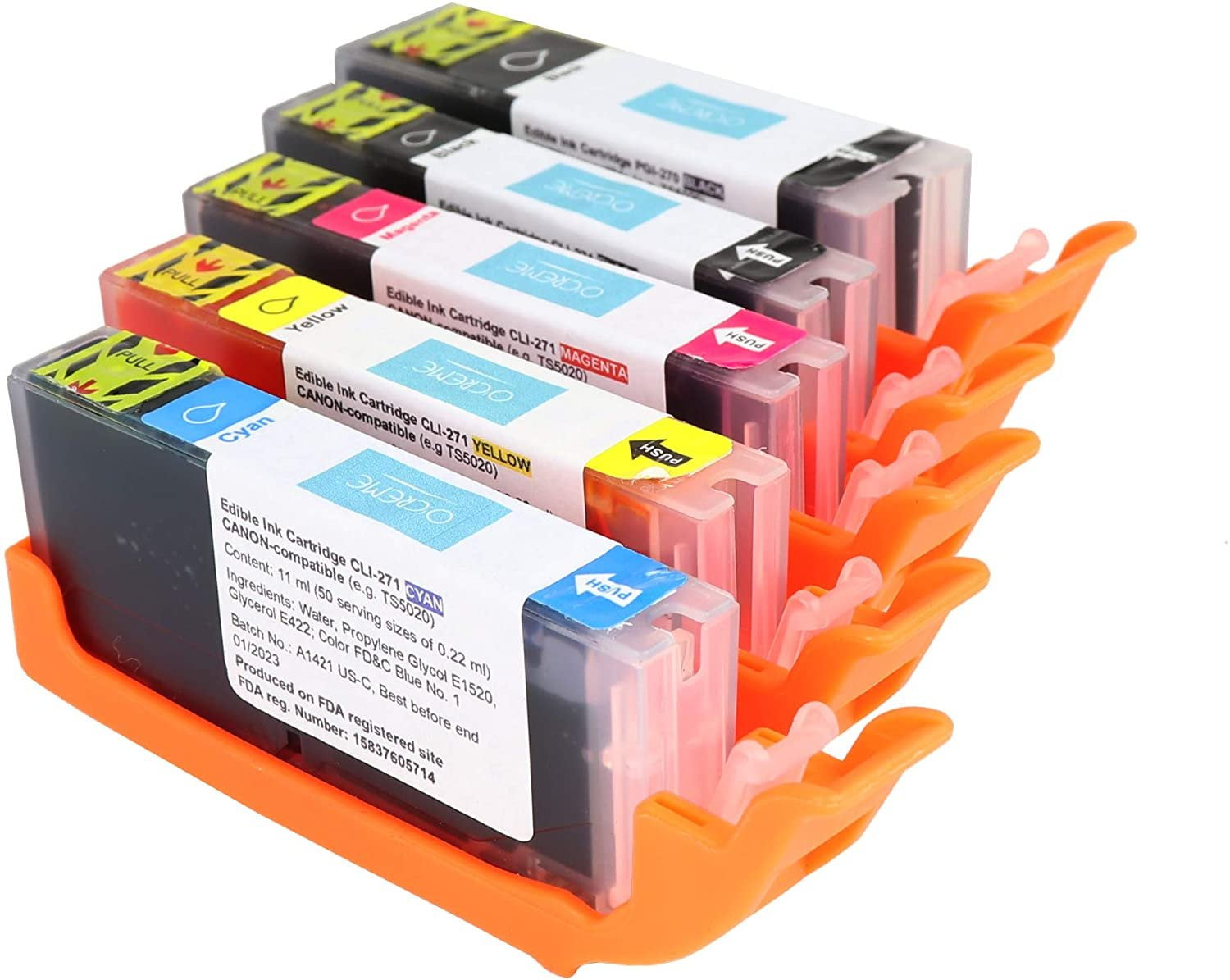 O'Creme Pack of 5 Edible-Ink Kosher Certified Cartridge Replacement for ...