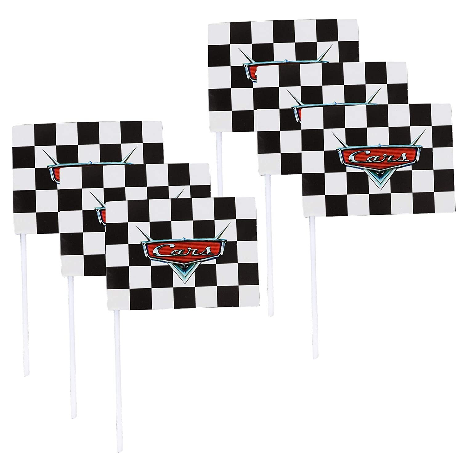 O'Creme 6-Piece Racing-Flag Cake Topper Set, Cars Theme - Ideal for ...