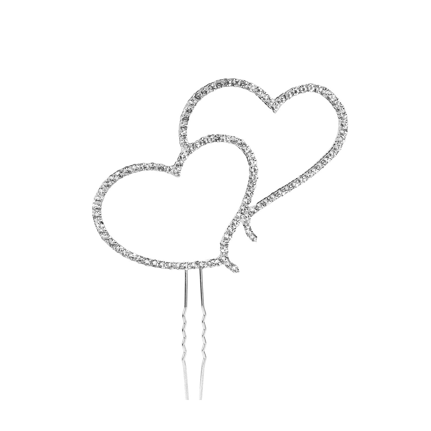 O'Creme Rhinestone Silver-Colored Double-Heart Cake Topper - Walmart.com