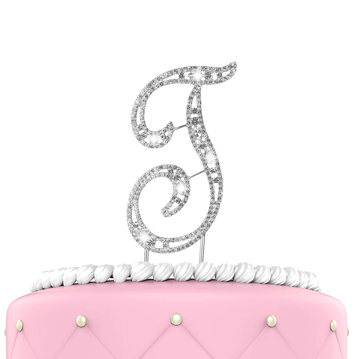 O'Creme Rhinestone Silver-Colored Letter-T Cake Topper 4 Inch - Walmart.com