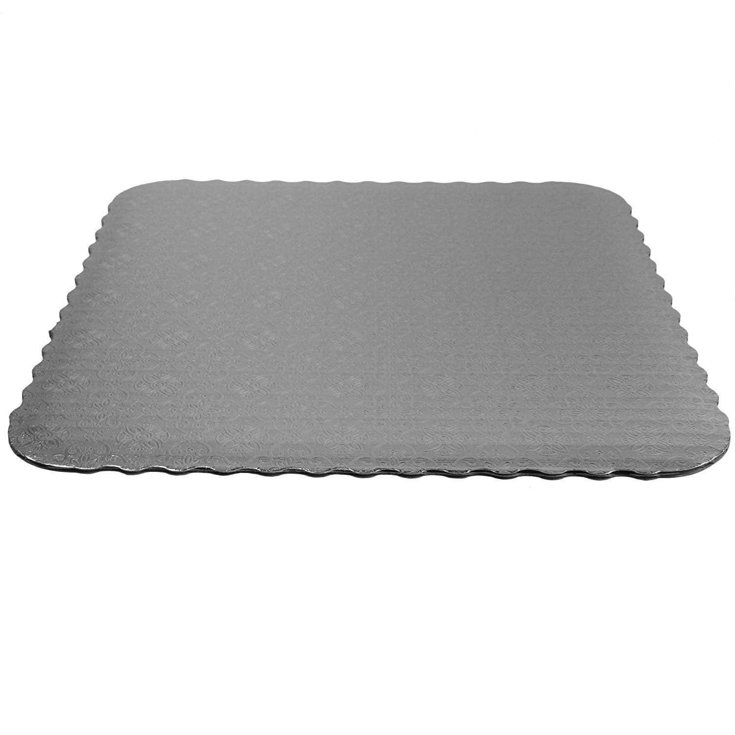 O'Creme Silver-Top Scalloped Square Cake Board 3/32 Inch Thick, 12 Inch ...