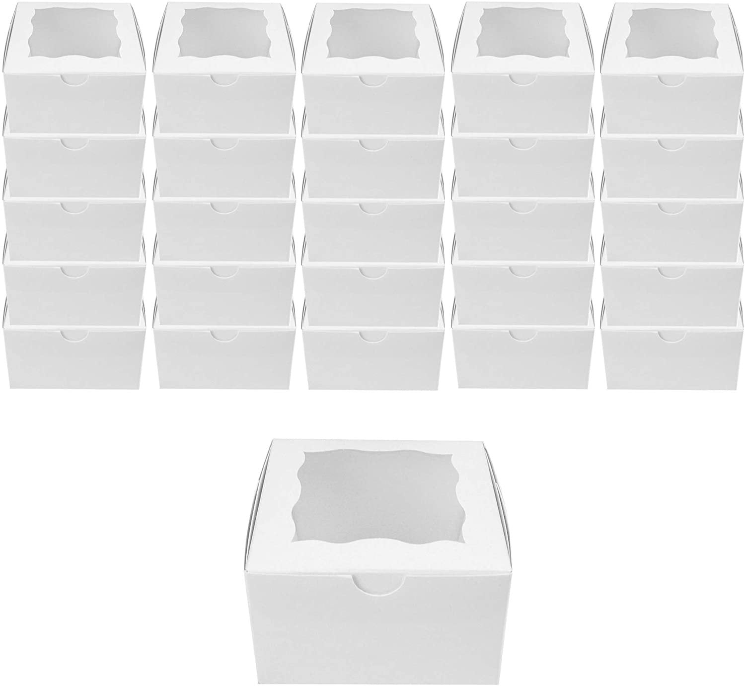 O'Creme White Bakery Box with Window 25, 4x4 x 4" - Walmart.com