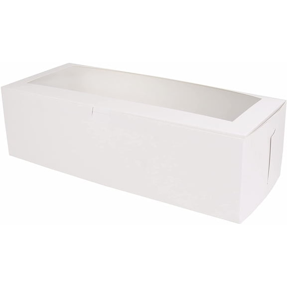 O'Creme Eco-Friendly White Rectangular Cake Box with Scalloped Window ...