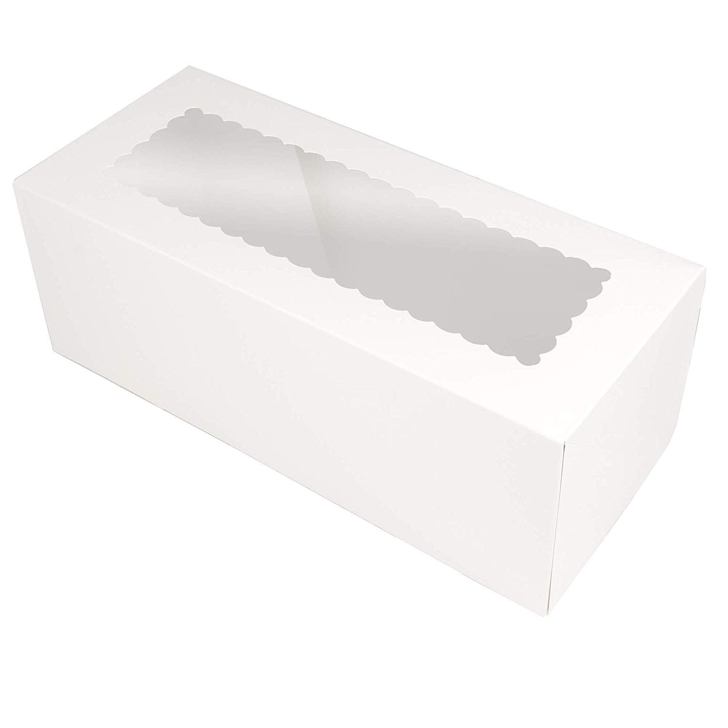 O'Creme Eco-Friendly White Rectangular Cake Box with Scalloped Window ...