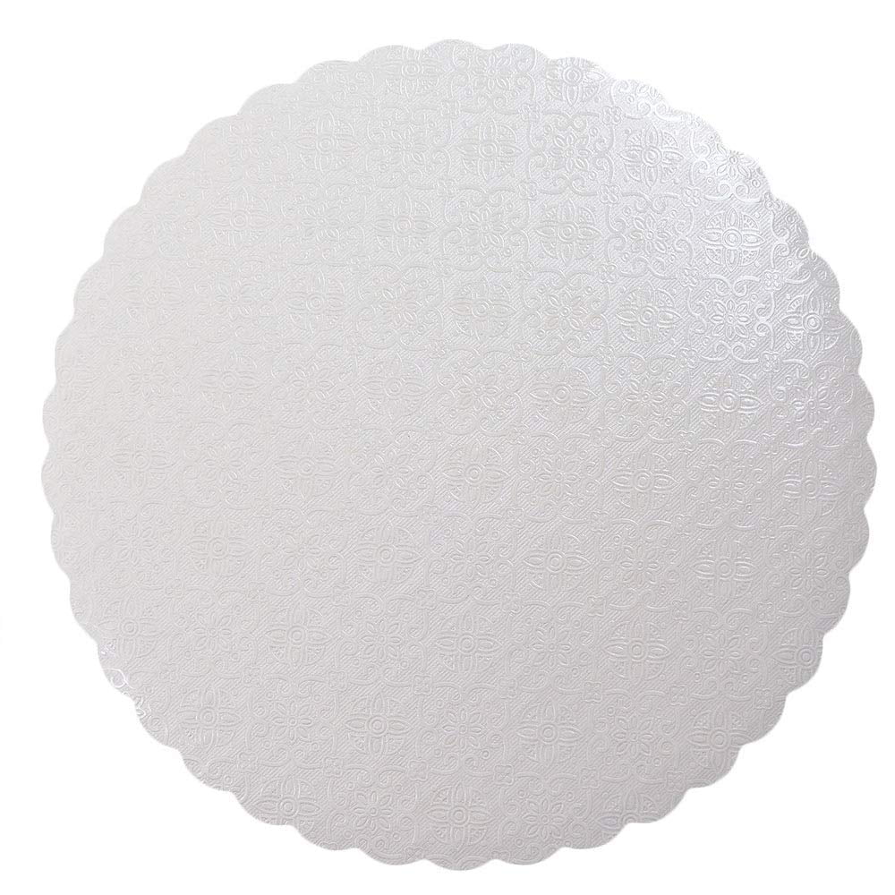 O'Creme White-Top Scalloped Round Cake and Pastry Board 3/32 Inch Thick ...