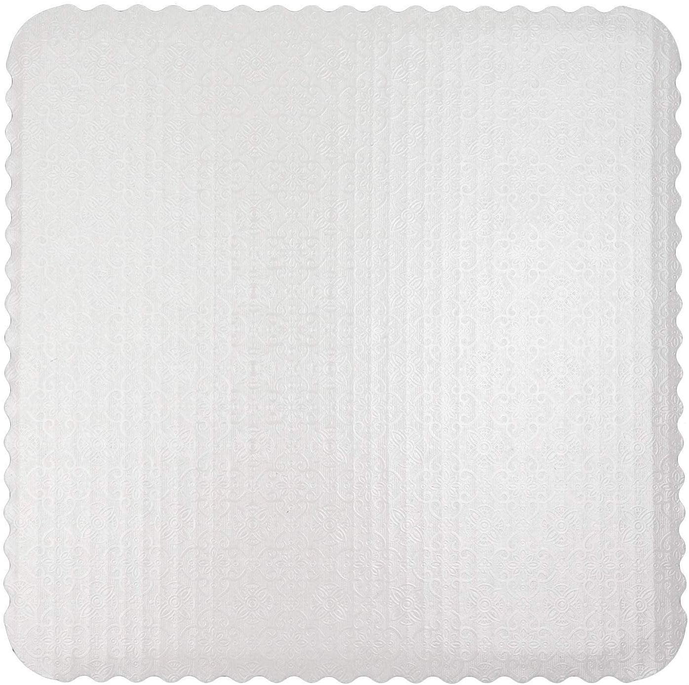 O'Creme White-Top Scalloped Square Cake Board 3/32 Inch Thick, 12 Inch ...