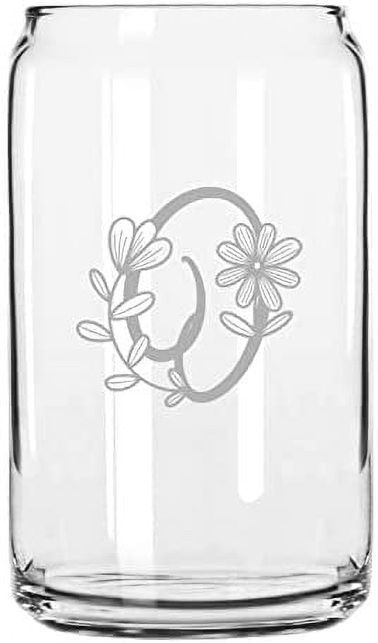 O Daishy Daisy Monogram Etched 16oz Libbey Can Glass - Walmart.com