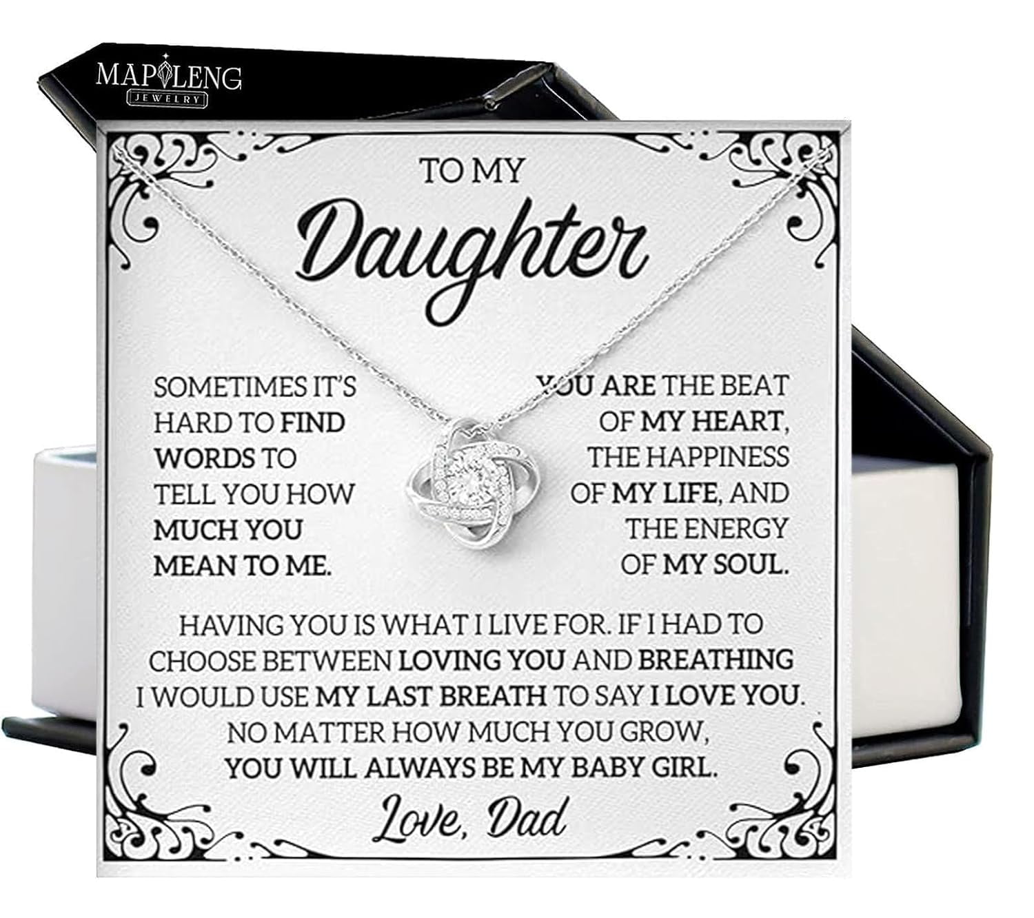 O My Daughter Necklace From Dad With Heartfelt Message & Elegant Box ...