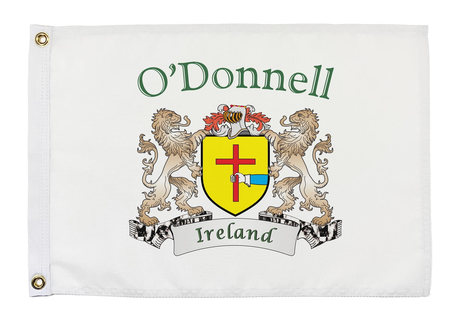 O'Donnell Irish Coat of Arms Small White Flag - 16"x10.5" inches ...