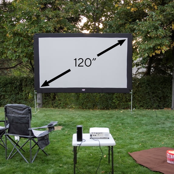 "O.E.G. 120"" Aluminum Outdoor Home Projector Screen - Framed Backyard ...