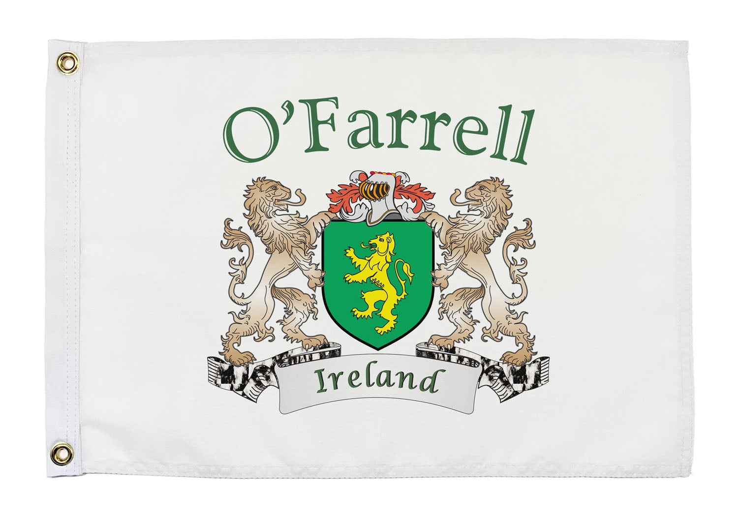 O'Farrell Irish Coat of Arms Small White Flag - 16"x10.5" inches ...
