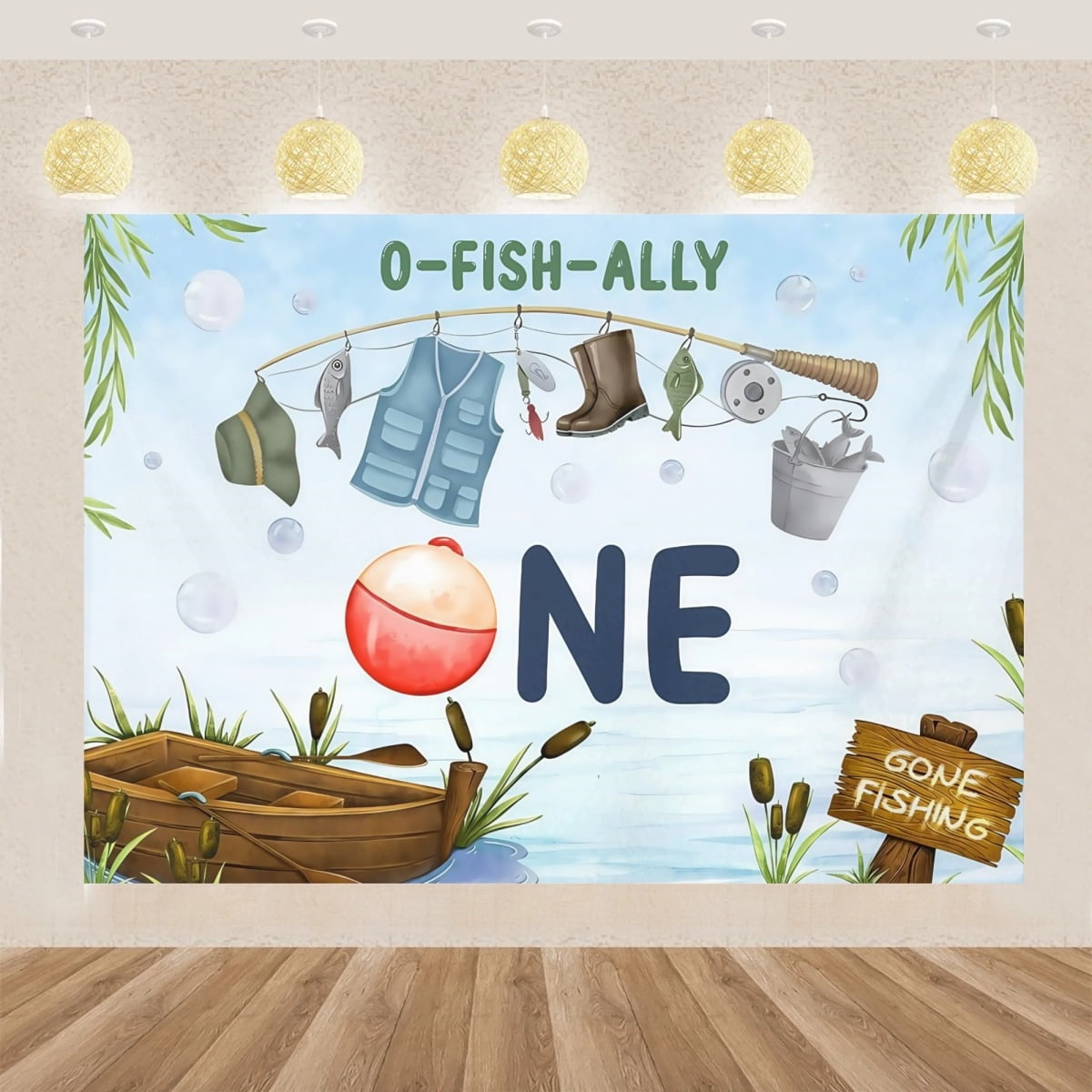 O Fish Ally One Gone Fishing Backdrop 1st Birthday Gone Fishing ...