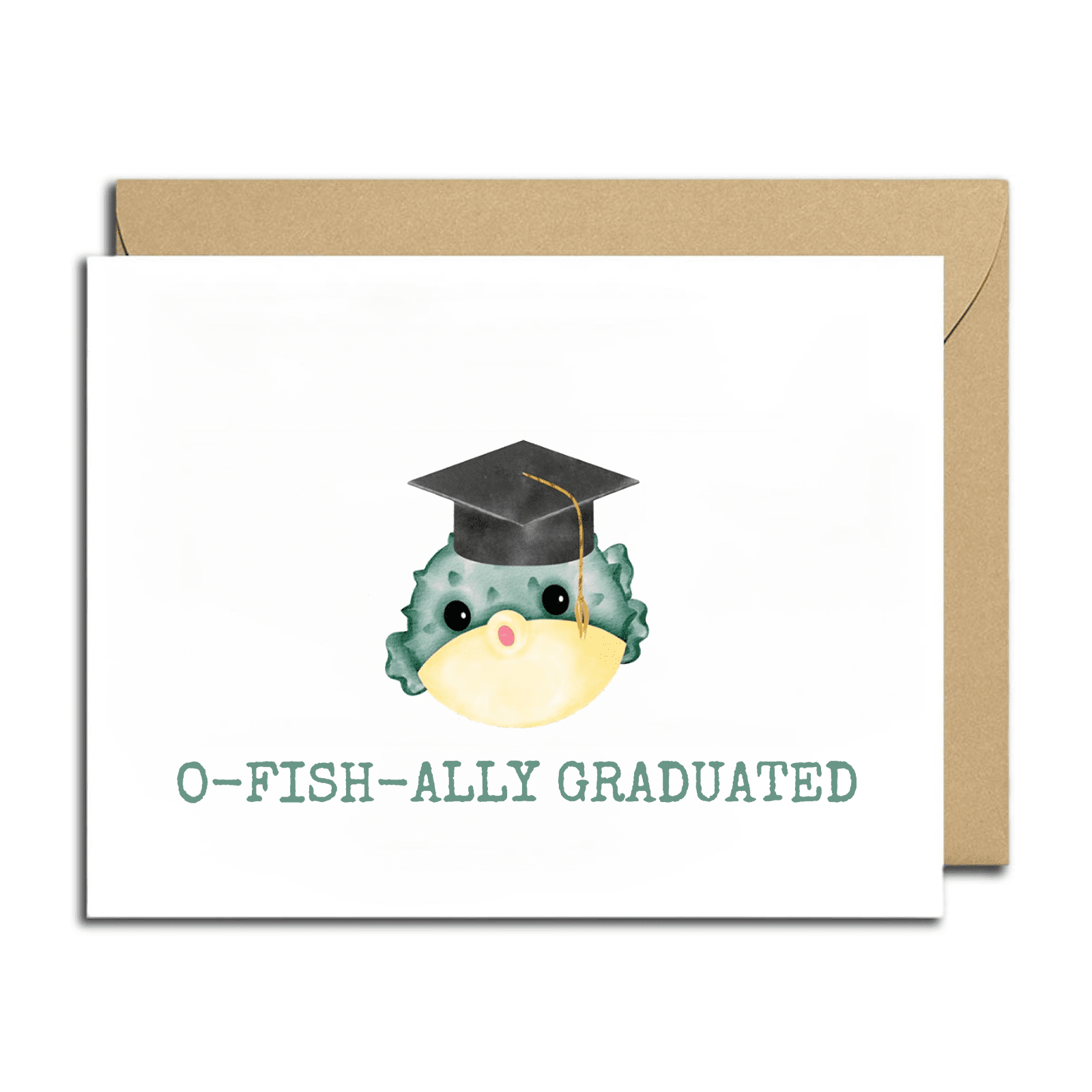 O-Fish-ally Graduated Greeting Card – Cute Pufferfish Design – Blank ...