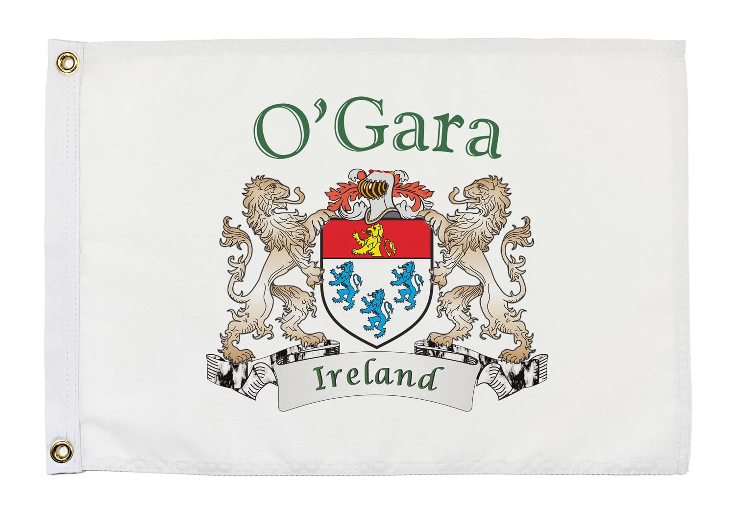 O'Gara Irish Coat of Arms Small White Flag - 16"x10.5" inches - Walmart.com
