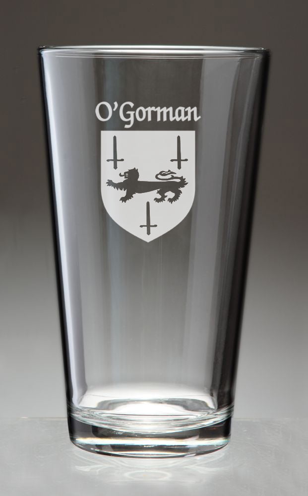 O'Gorman Irish Coat of Arms Pint Glasses - Set of 4 (Sand Etched ...
