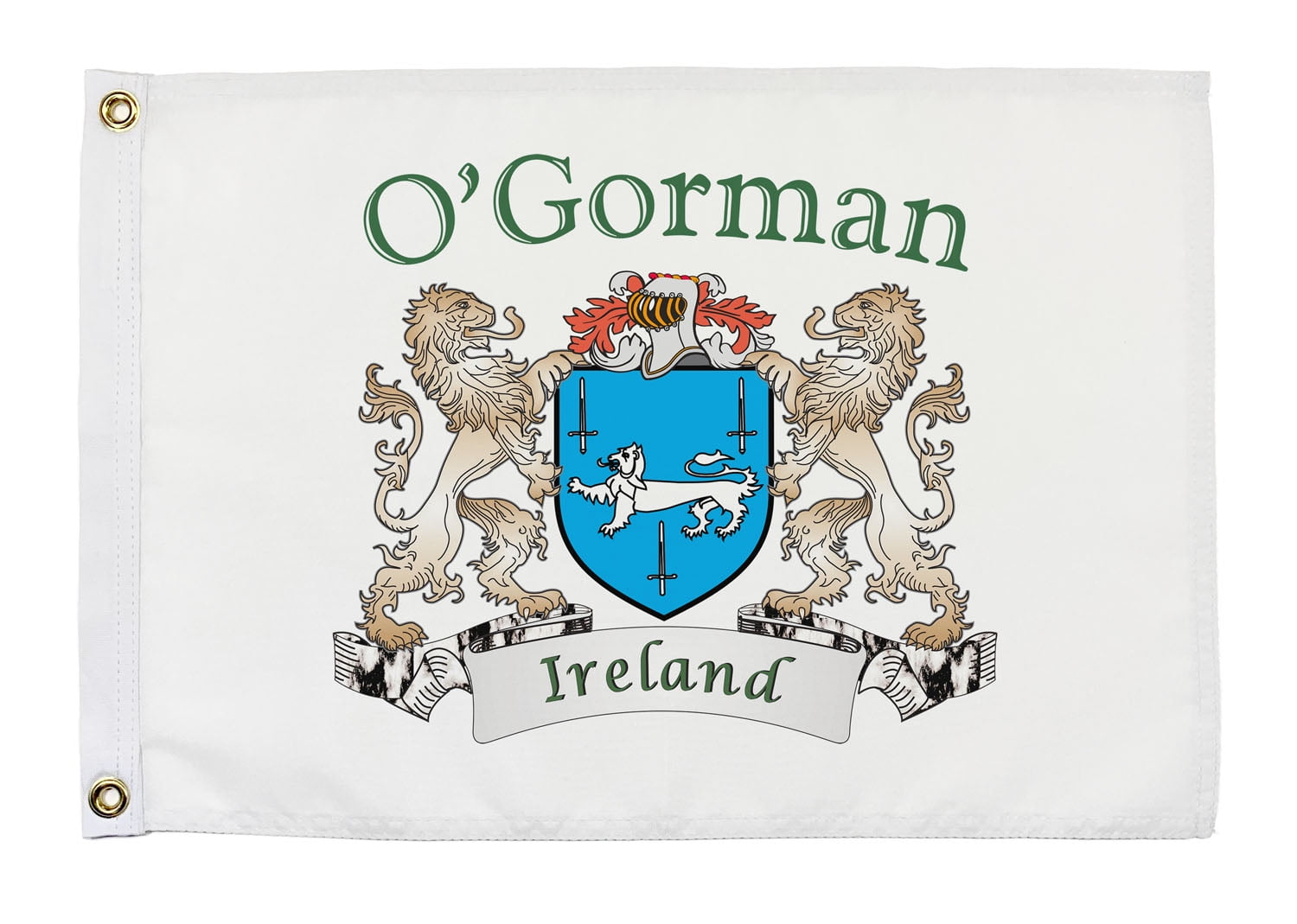 O'Gorman Irish Coat of Arms Small White Flag - 16"x10.5" inches ...