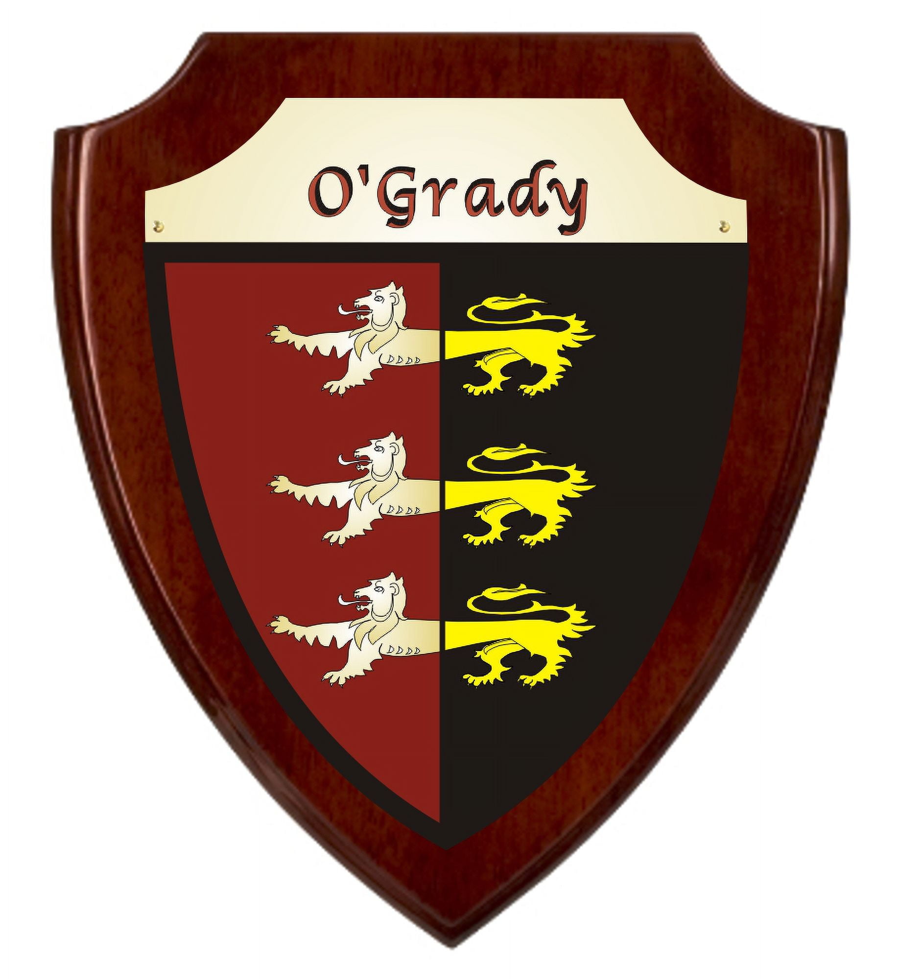 O'Grady Irish Coat of Arms Shield Plaque - Rosewood Finish - Walmart.com