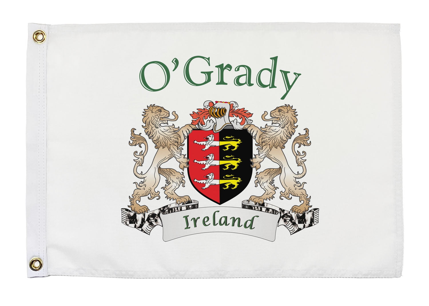 O'Grady Irish Coat of Arms Small White Flag - 16"x10.5" inches ...