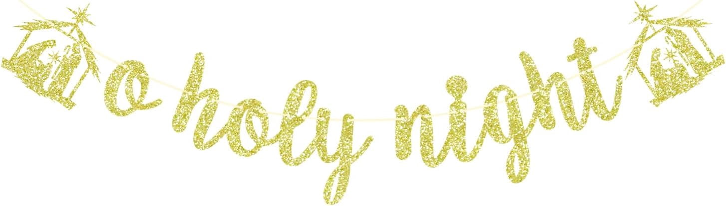 O Holy Night Banner, Religious Christmas Party Decoration, Jesus ...