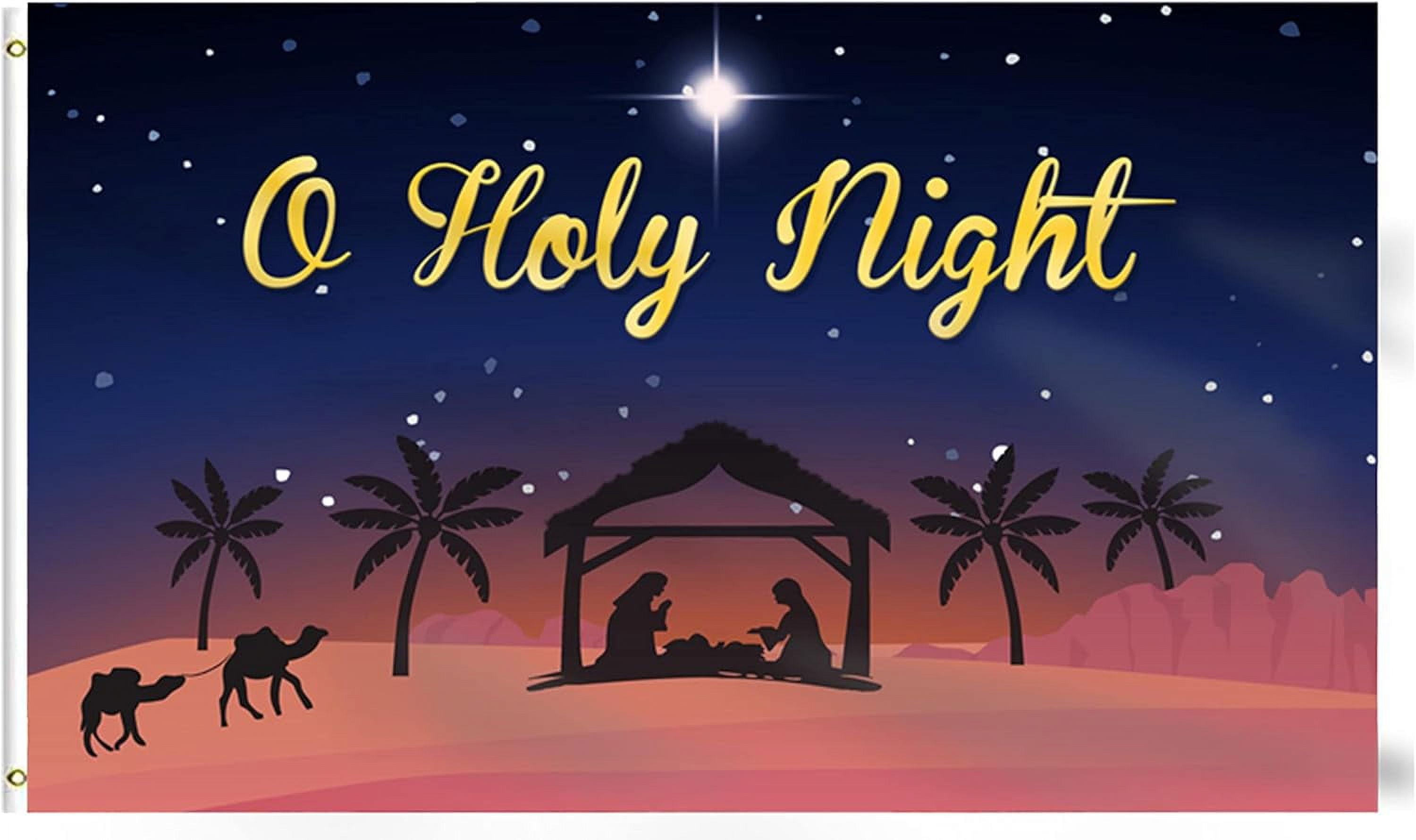 O Holy Night Christmas Nativity Scene Flag, Christmas Story Jesus Flag ...