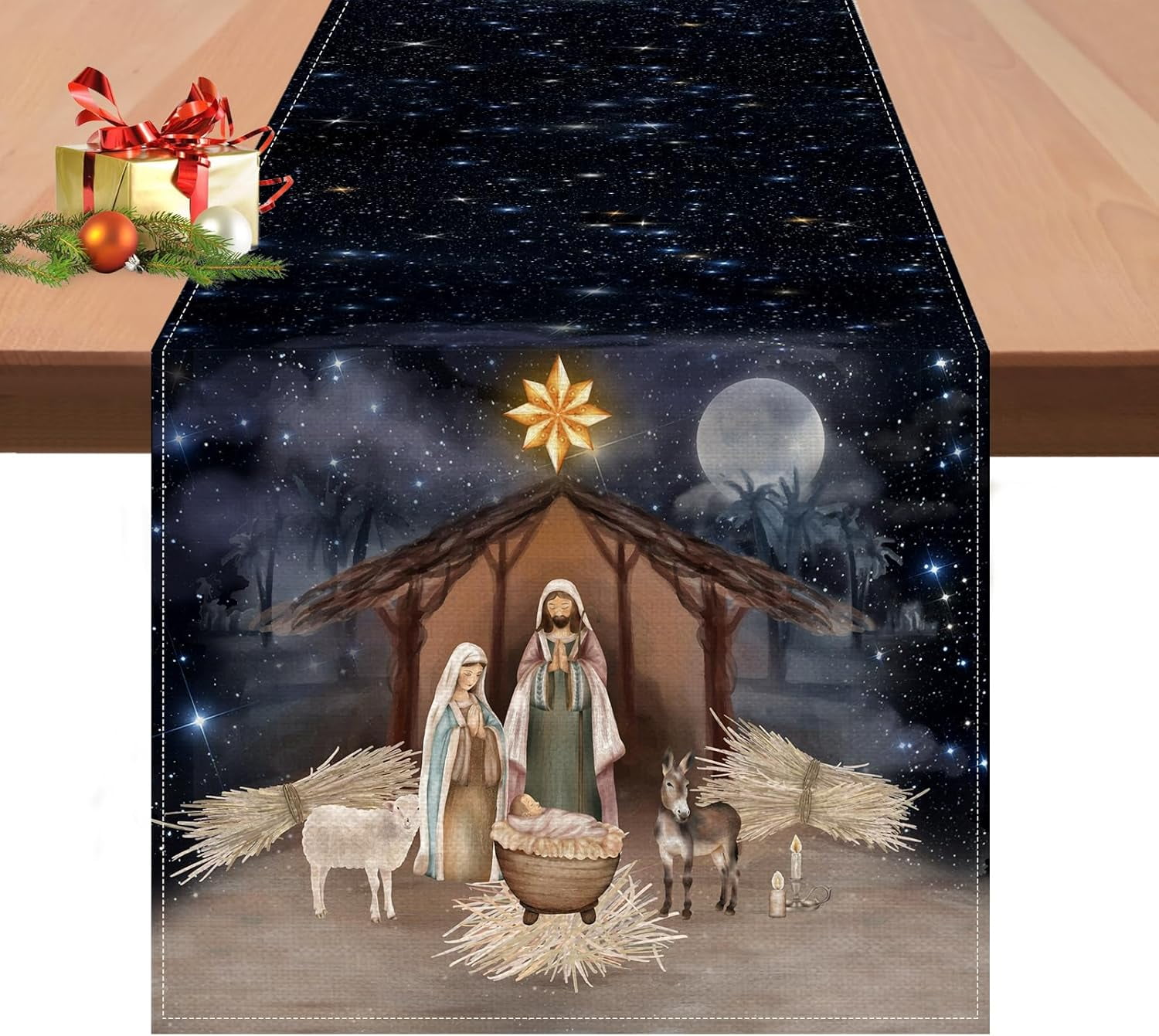 O Holy Night Christmas Tablerunner, Christmas Nativity Scene Table ...