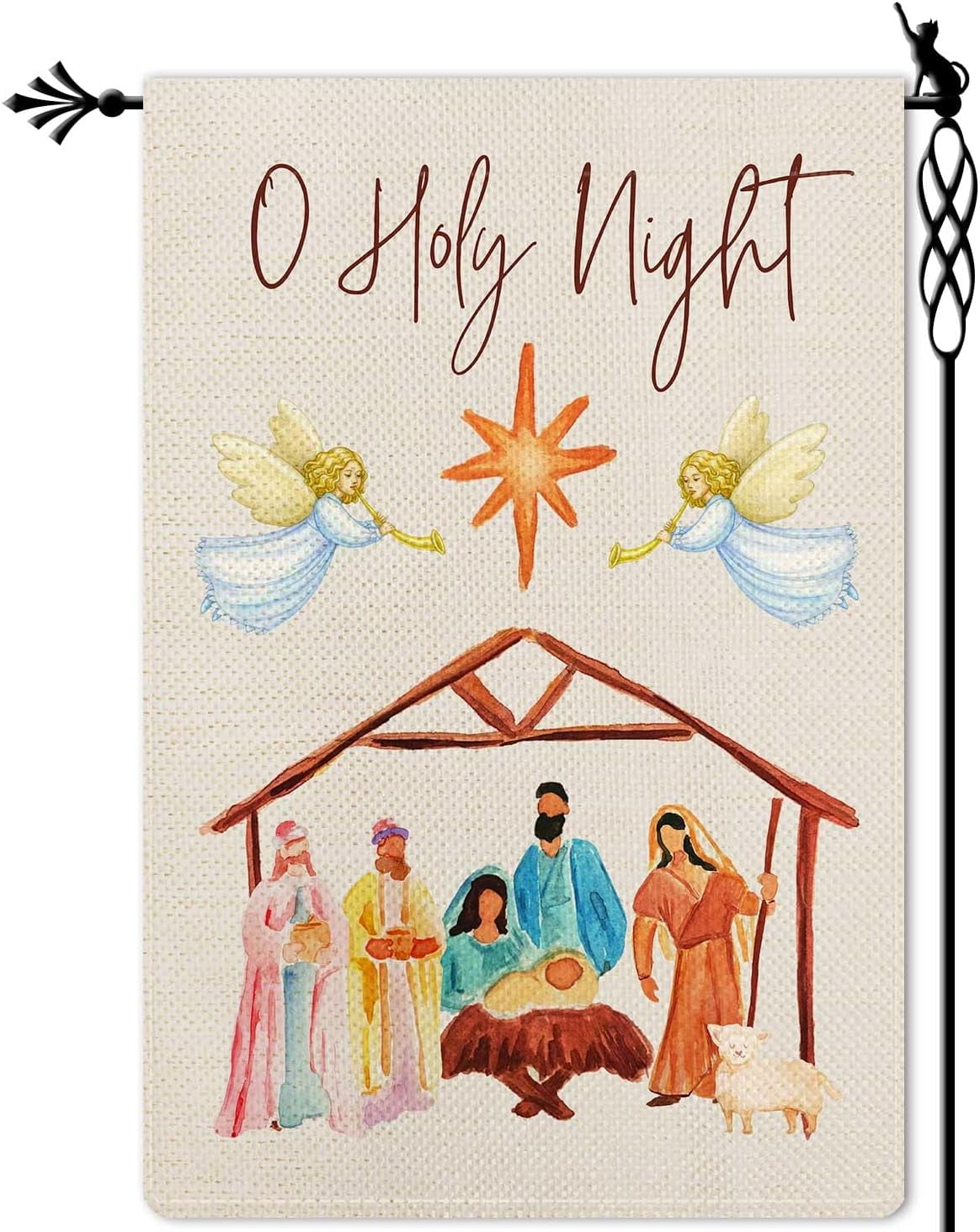 O Holy Night Garden Flag Nativity Night Garden Flag Angels Winter ...