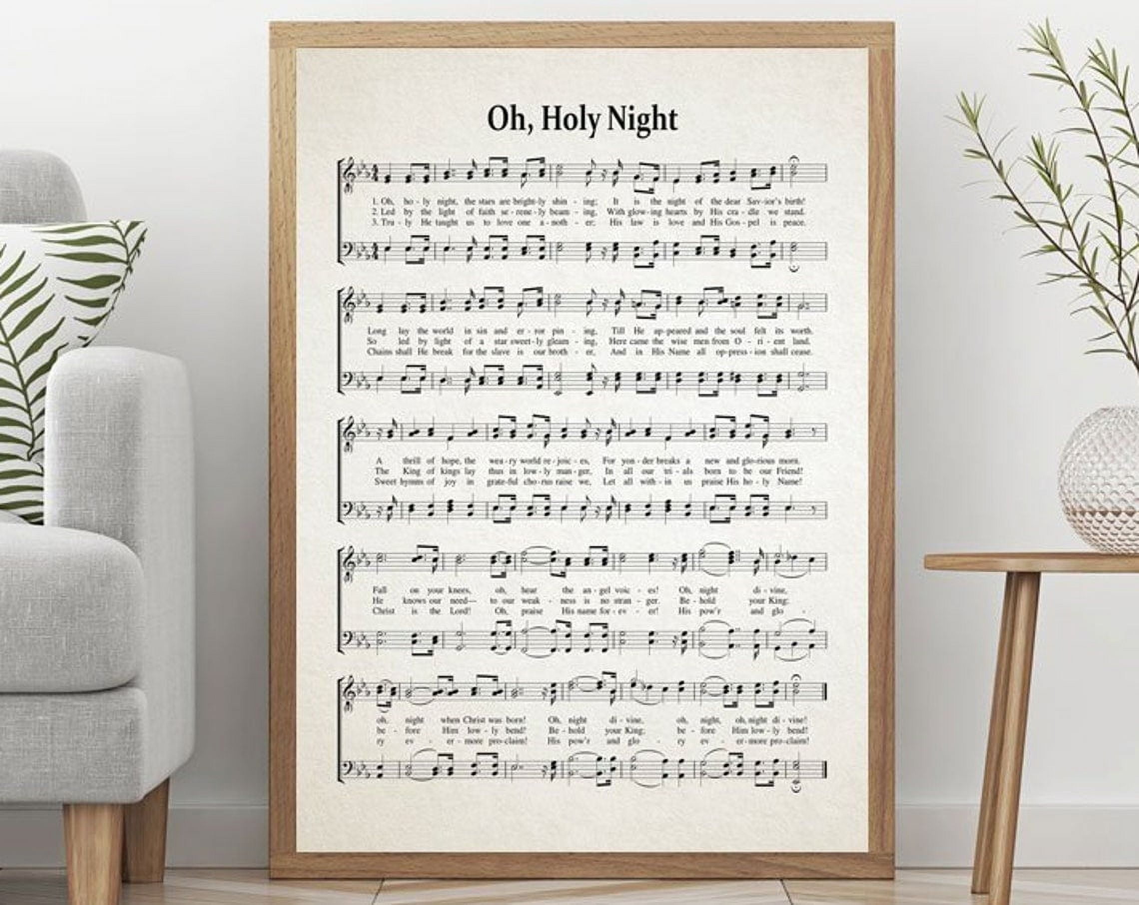 O Holy Night Hymn Sheet Carol Poster Poster Decor Oversize Art Wall Art ...