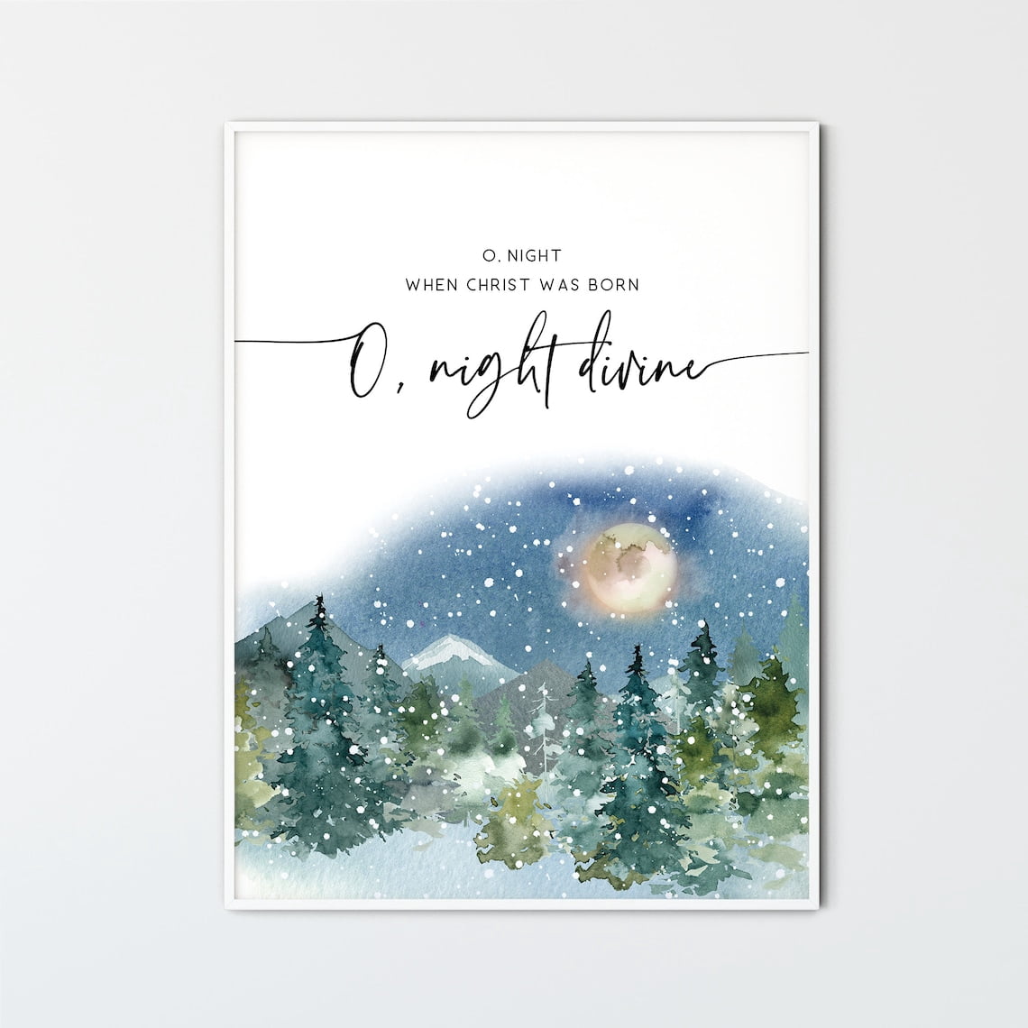 O Holy Night Lyric Christian Wall Art Poster, Unframed Size 24x36 ...