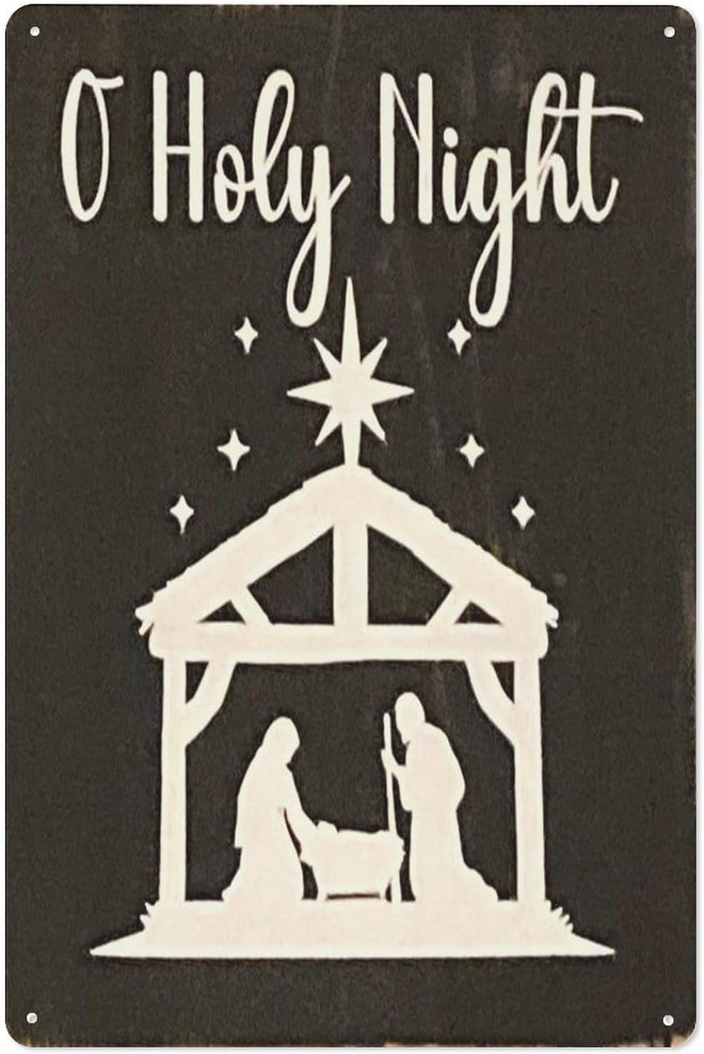O Holy Night Manger Scene Nativity Christmas Religious 8x12 Inch Metal ...
