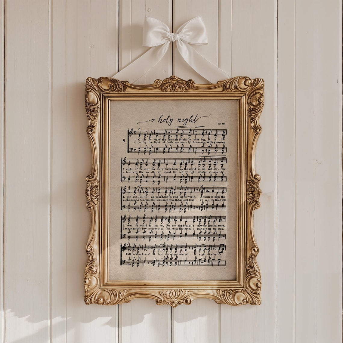 O Holy Night Vintage Carol Wall Art, Song, Classic Xmas Decor, Wall Art ...