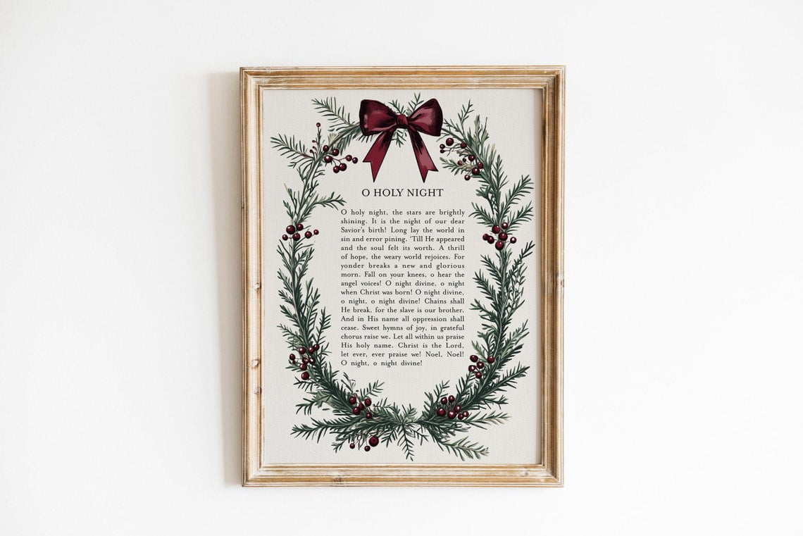 O Holy Night Wall Art,Winter Holiday Wreath With Bow,Winter Holiday ...