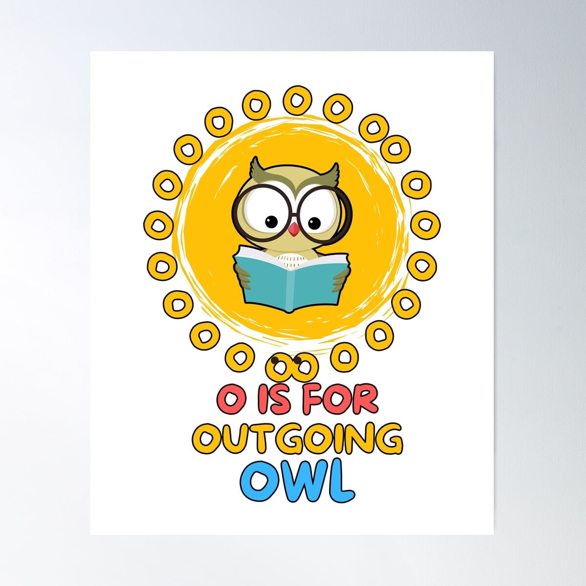 O Is For Outgoing Owl Alphabet Poster Wall Art, Modern Wall Decor For ...