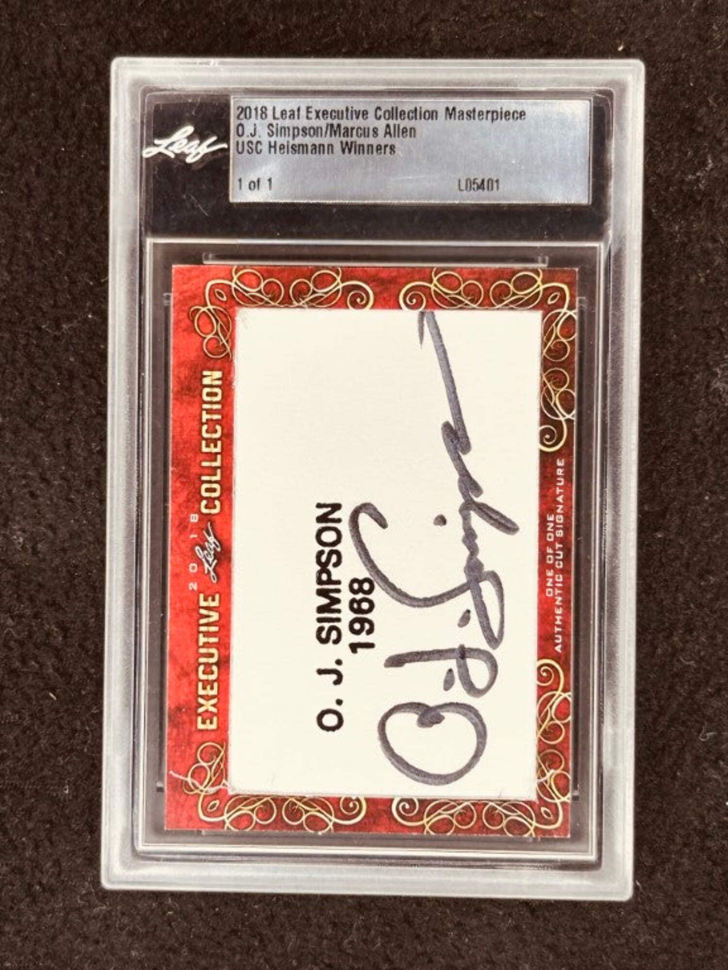 O.J. Simpson and Marcus Allen 2018 Leaf Masterpiece Cut Signature ...