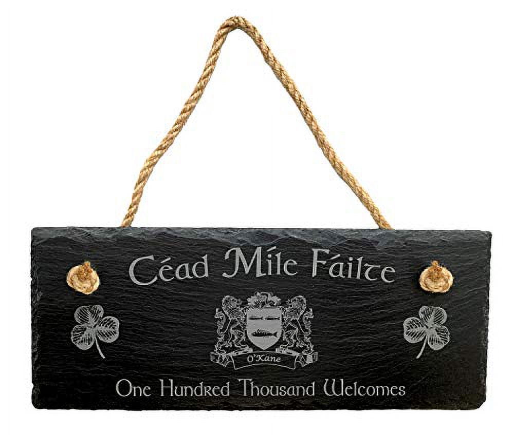 O'Kane Irish Coat of Arms Slate Plaque Blessing - Céad Míle Fáilte ...