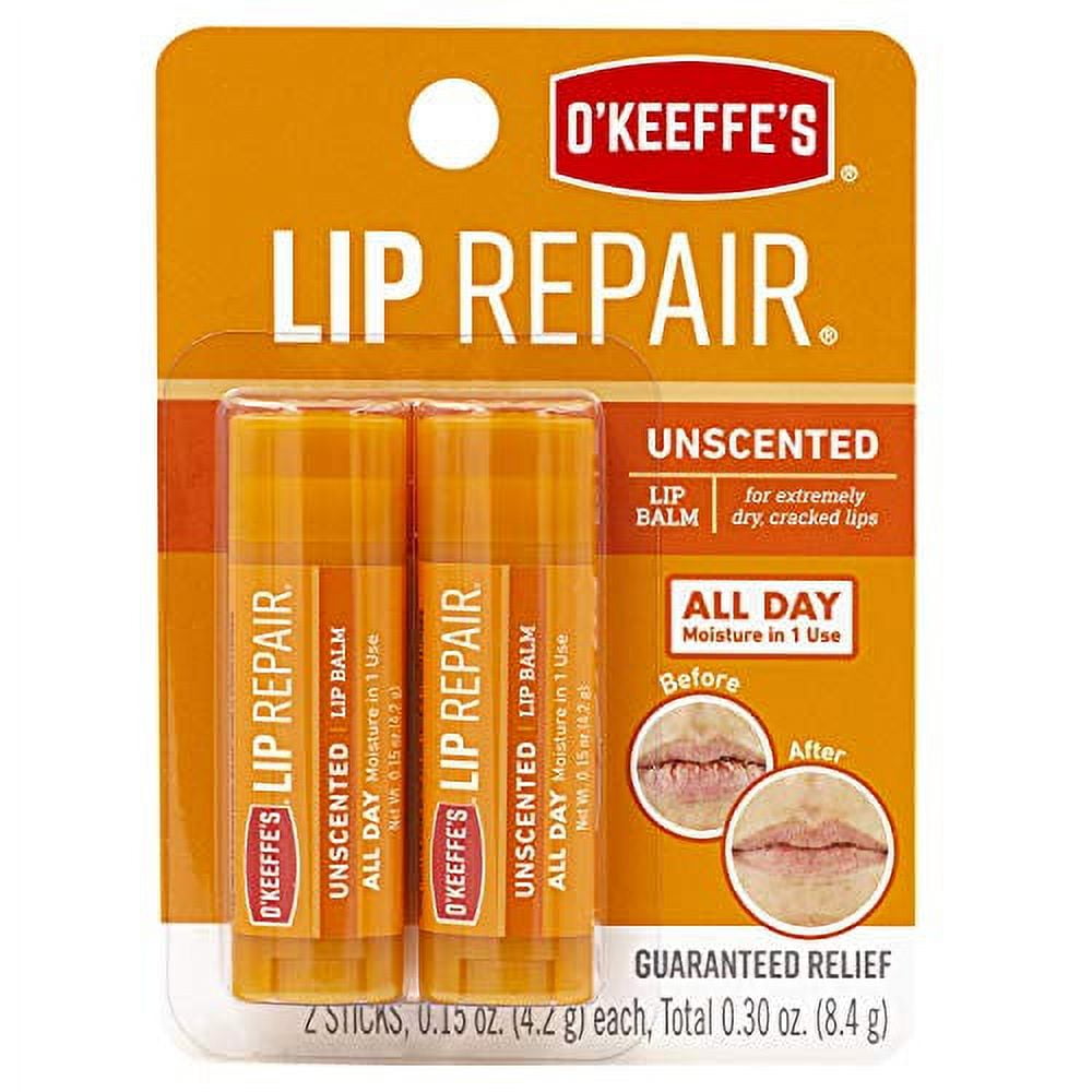O'Keeffe's Unscented Lip Repair Lip Balm for Dry, Cracked Lips, Stick ...