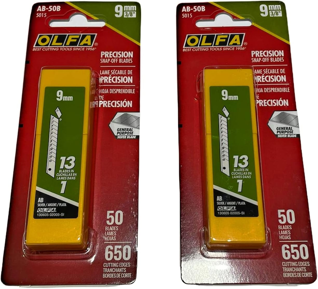 O L F A OLFA 5015 AB-50B 9mm Snap-Off Silver Blade,50-Pack (2PACK) - Walmart.com