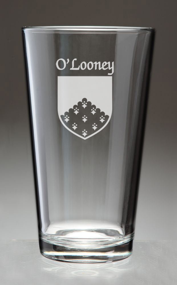 O'Looney Irish Coat of Arms Pint Glasses - Set of 4 (Sand Etched ...