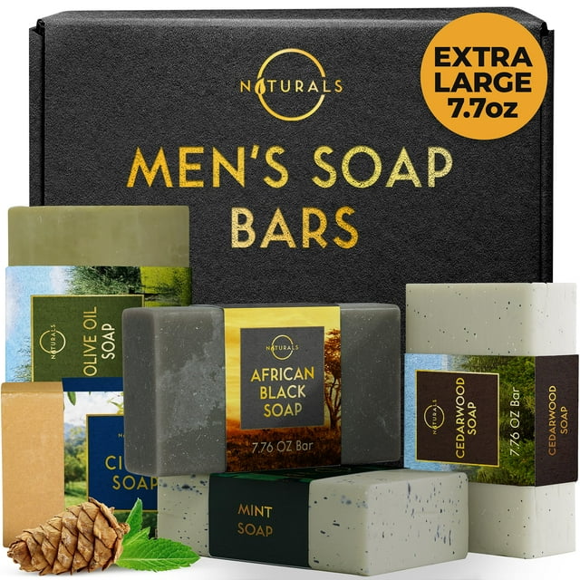 O Naturals 5PC Mens TSF6 Soap Gift Sets, Gifts Organic Bar Soap Mens ...