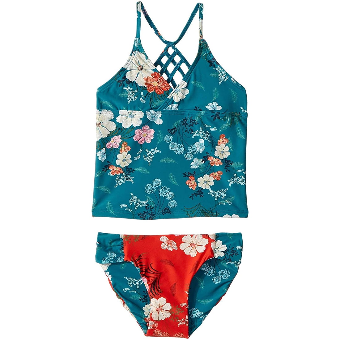 O'Neill Kids Girl's Lucy Revo Strappy Tankini Set, Island Turquoise,4 ...