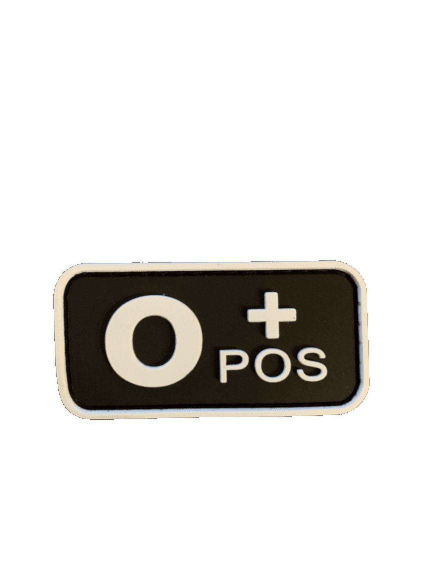 O+ Postive Blood type hook and loop Patch black and white PVC - Walmart.com