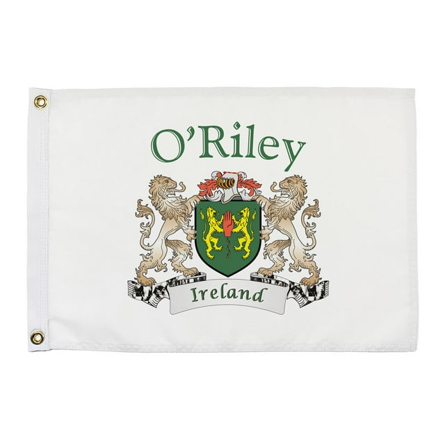 O'Riley Irish Coat of Arms Small White Flag - 16"x10.5" inches ...