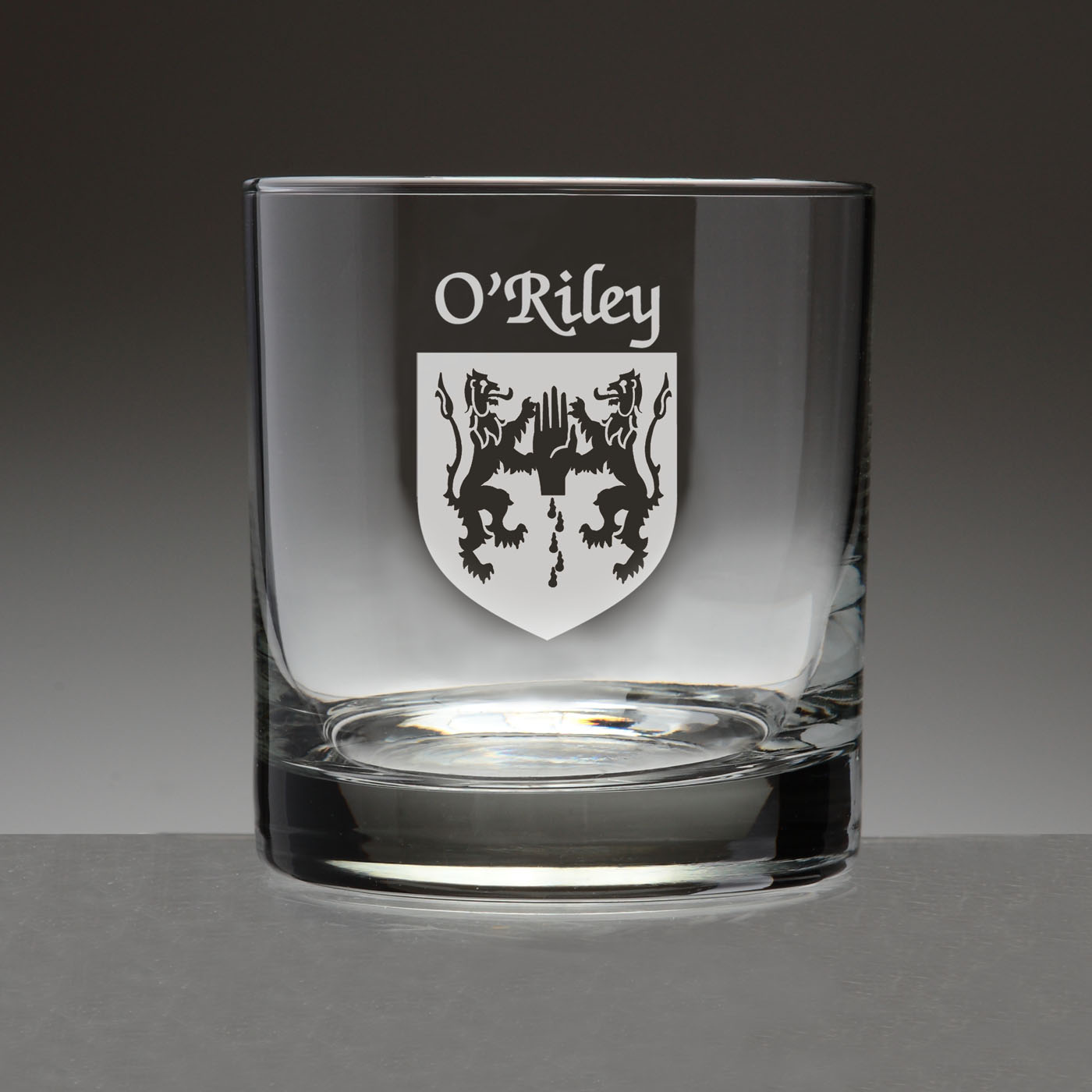O'Riley Irish Coat of Arms Tumbler Glasses - Set of 4 (Sand Etched ...