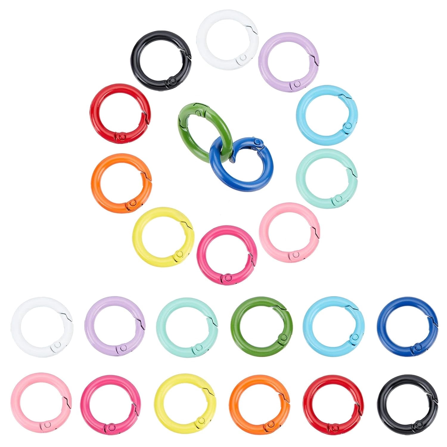 O Rings 24pcs 12 Colors 1 Inch(25mm) Alloy Trigger Round Snap Buckle ...