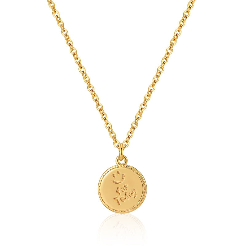 O-Shaped Chain Classic Choker Simple Necklace Small Round Pendant ...