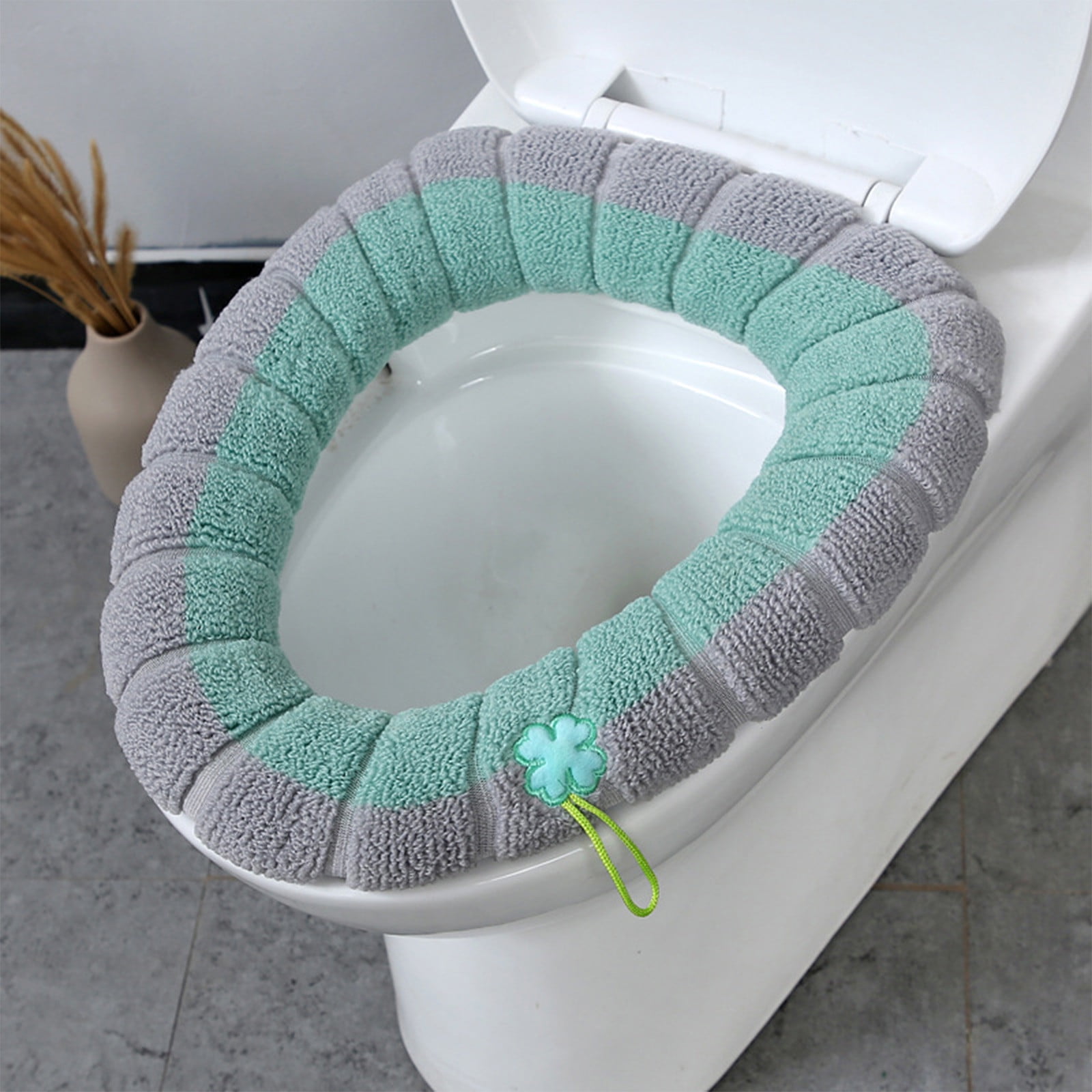O-Shaped Plush Toilet Seat Cushion Winter Warm Universal Fit For Most ...