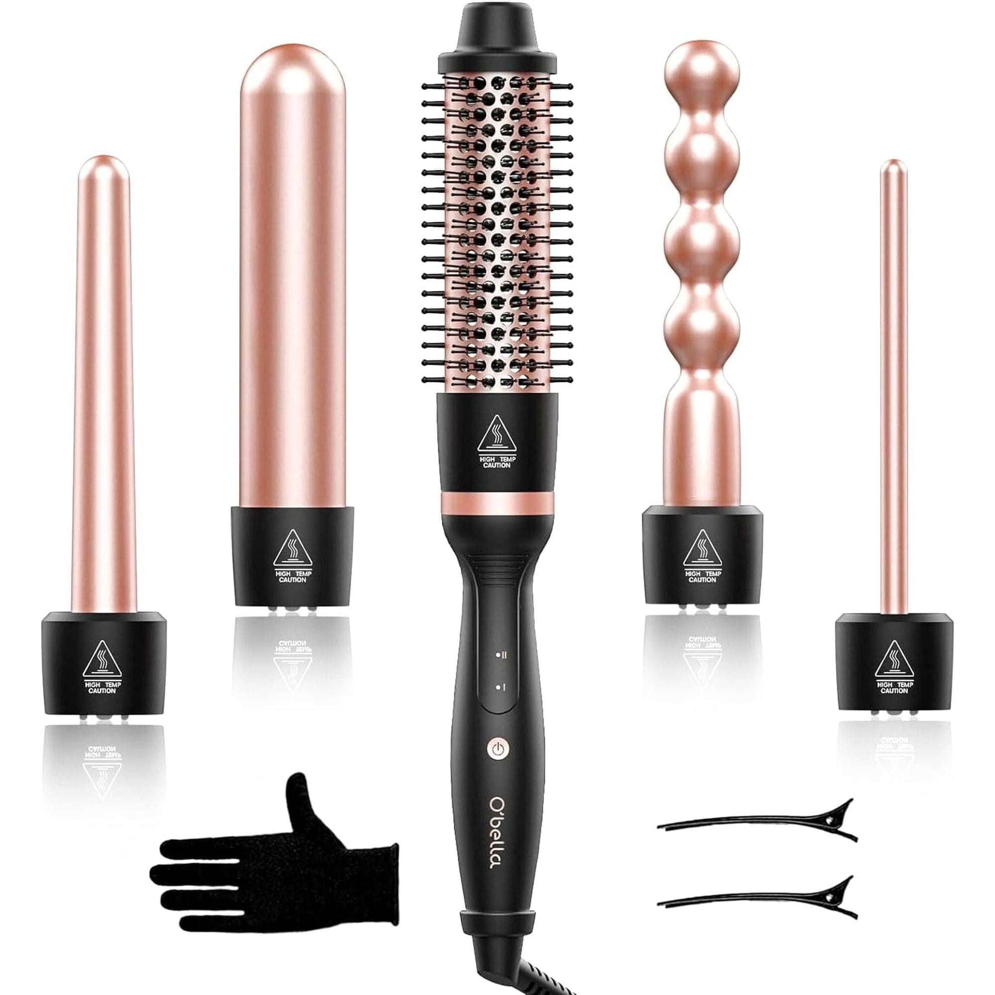 O'bella 5 in 1 Curling Wand Set, Curling Iron Set with Thermal Brush&4 ...